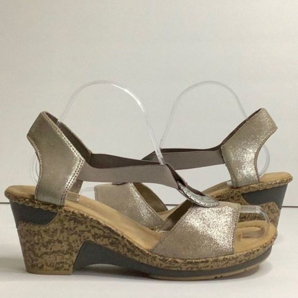 Rieker Anti Stress Metallic Wedge Sandals Size 40 Eu … - Gem